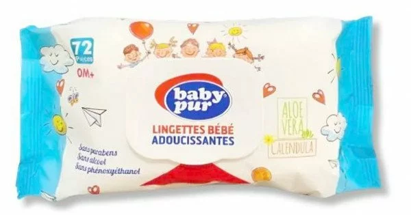 BABY PUR LINGETTES BEBE ADOUCISSANTES 0M+ 72 PIECES | Tunisie