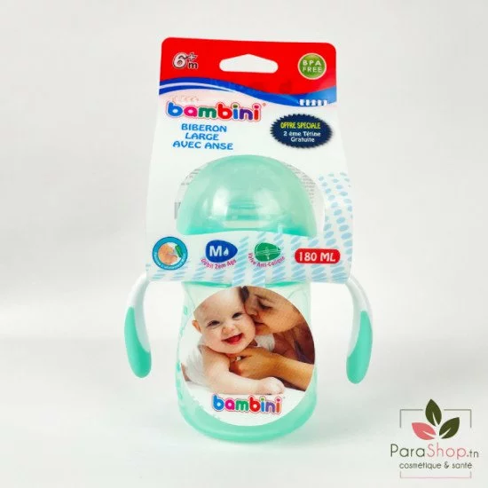 BAMBINI BIBERON LARGE AVEC ANSES 180ML - 912