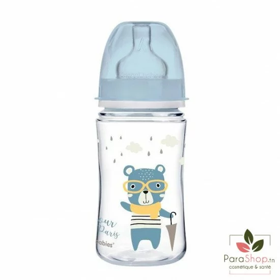 CANPOL BABIES Biberon Anti Colique Col Large 240ML Bonjour Paris - Bleu