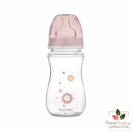 CANPOL BABIES Biberon Anti Colique Col Large 240ML NOUVEAU NE - Rose