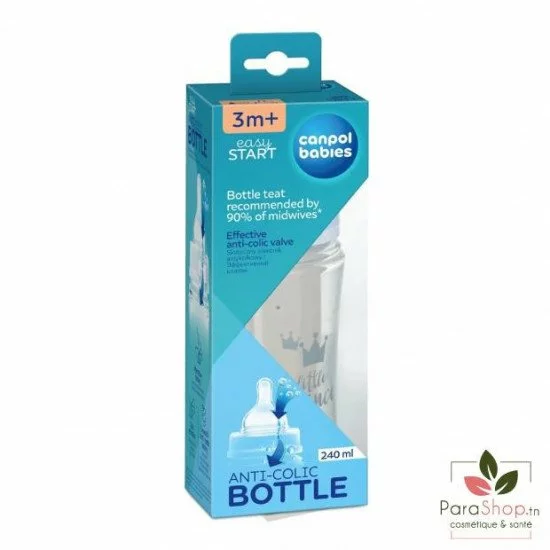 CANPOL BABIES Biberon Anti Colique Col Large 240ML Royal Baby - Bleu