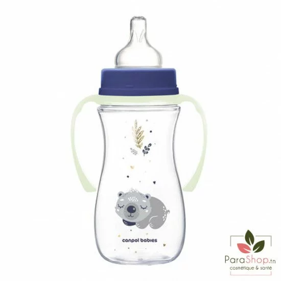 CANPOL BABIES BIBERON ANTICOLIQUE COL LARGE 300ML SLEEPY KOALA BLEU ...