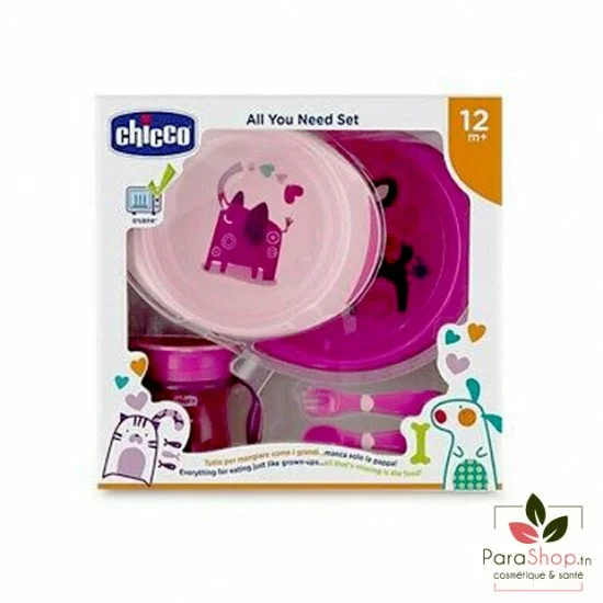 CHICCO ALL YOU NEED SET 12M+ - Coffret Repas Girl CHICCO ALL YOU NEED SET 12M+ - Coffret Repas Girl